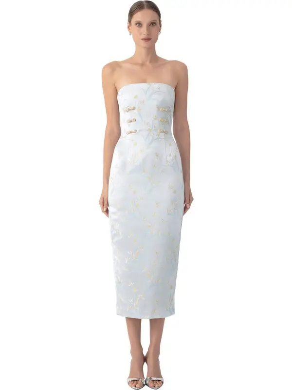 SAU LEE Nina Midi Dress - Pale Blue