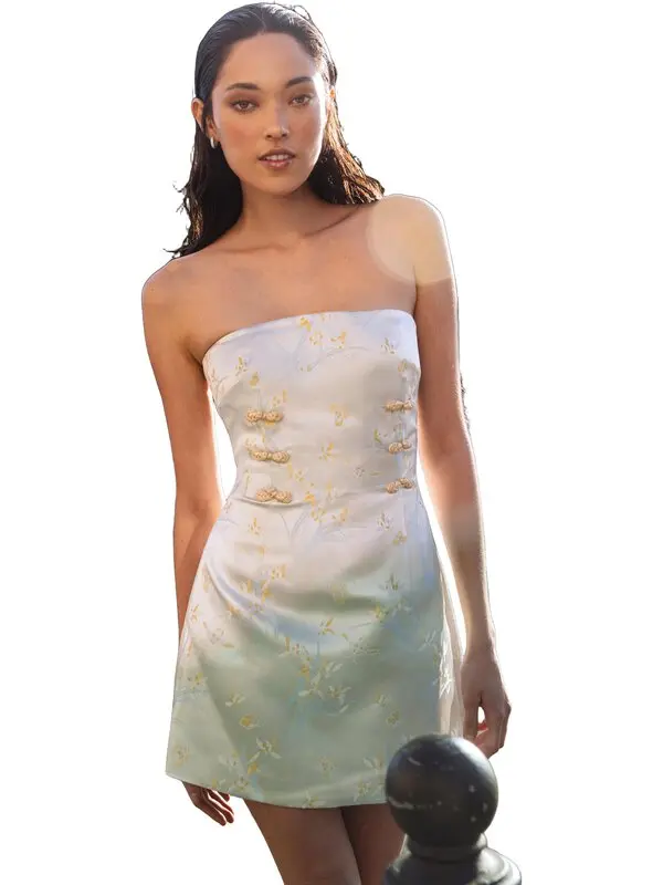 SAU LEE Nina Strapless Mini Dress - Pale Blue