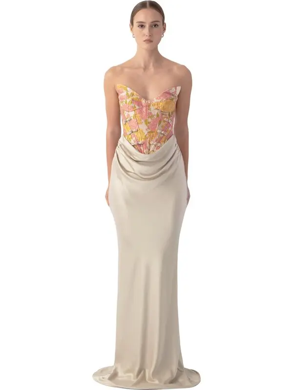 SAU LEE Sandrine Gown - Beige Multi