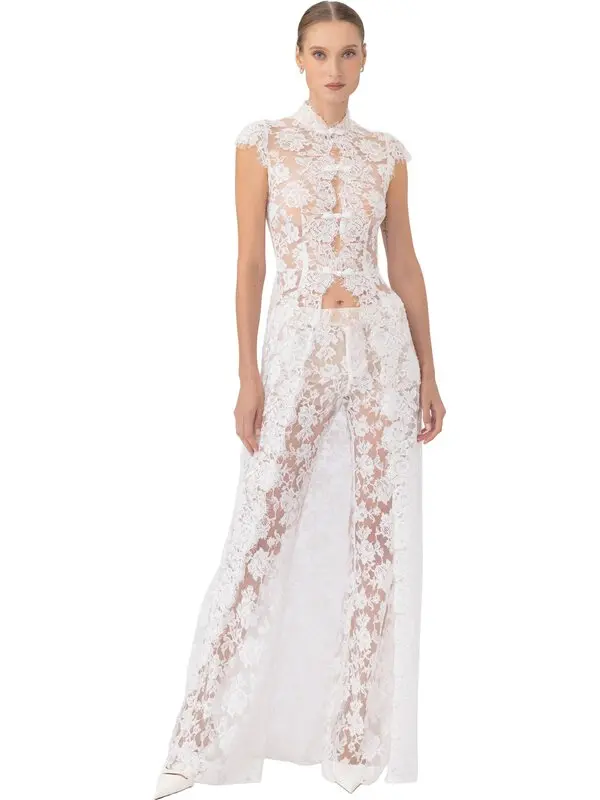 SAU LEE Saphina Lace Pants - White