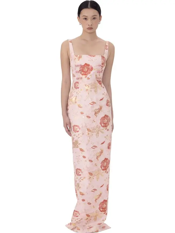 SAU LEE Eileen Jacquard Gown - Pink Multi