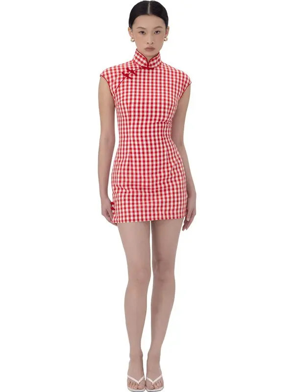 SAU LEE Alora Mini Cheongsam Dress - Red