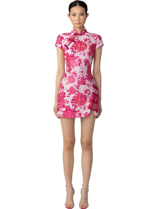 SAU LEE Jada Jacquard Mini Dress - Pink Multi
