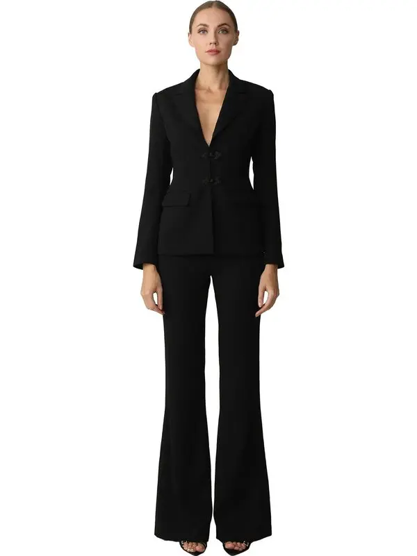 SAU LEE Idris High-waisted Flared-leg Crepe Pants - Black