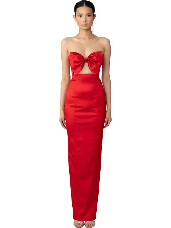 SAU LEE Esther Strapless Gown - Red