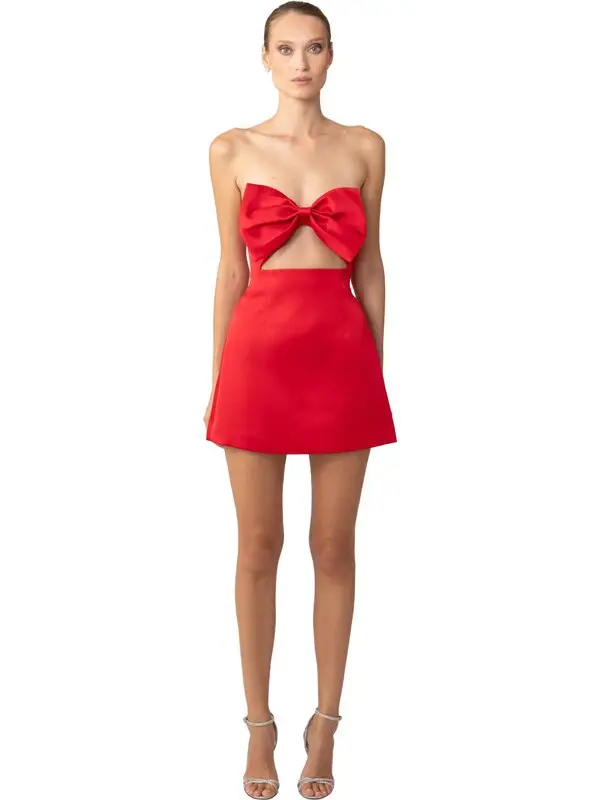 SAU LEE Ella Strapless Mini Dress - Red