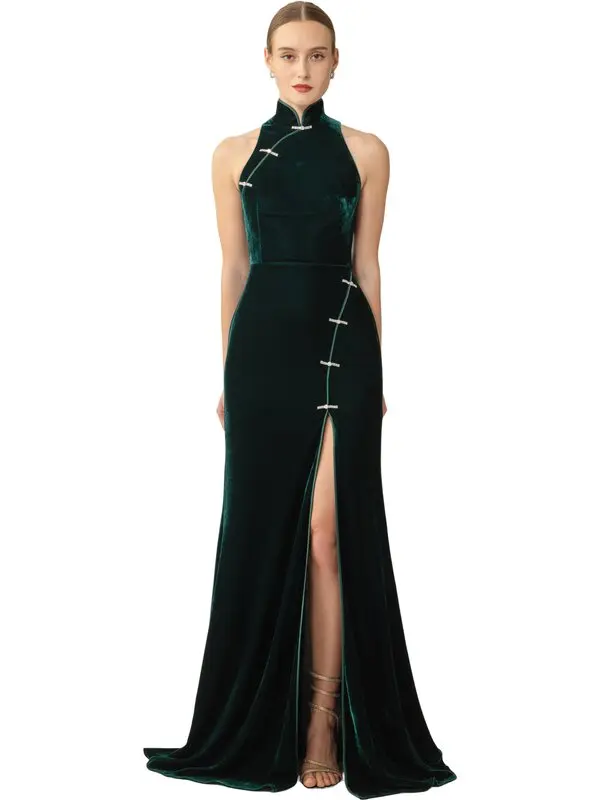 SAU LEE Ariana Velvet Gown - Emerald