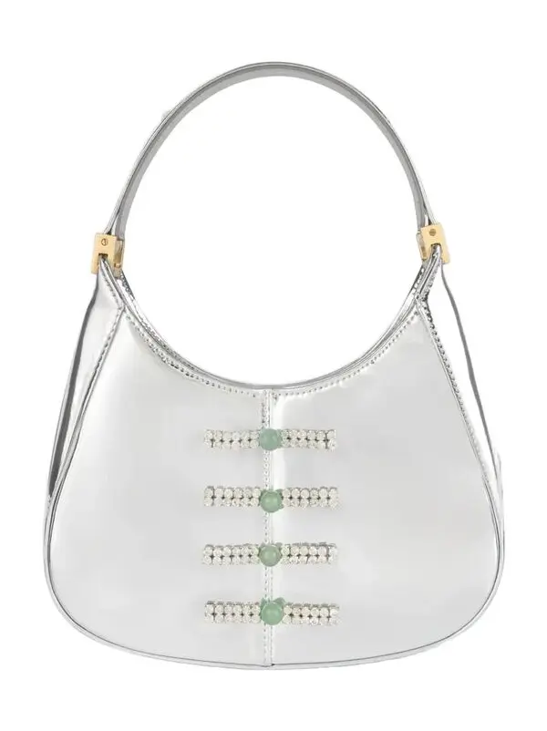SAU LEE HANDBAGS Mini Bag In Patent Leather With Crystal And Jadeite Embellishments - Silver
