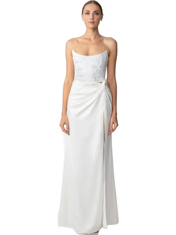 SAU LEE Julia Jacquard Gown - White
