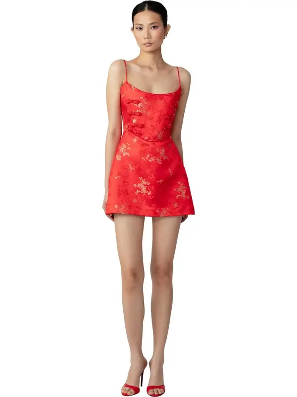 SAU LEE Joey Jacquard Mini Dress - Red