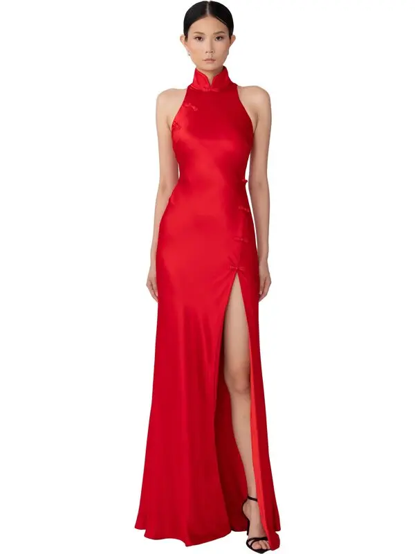 SAU LEE Phoebe Satin Gown - Red