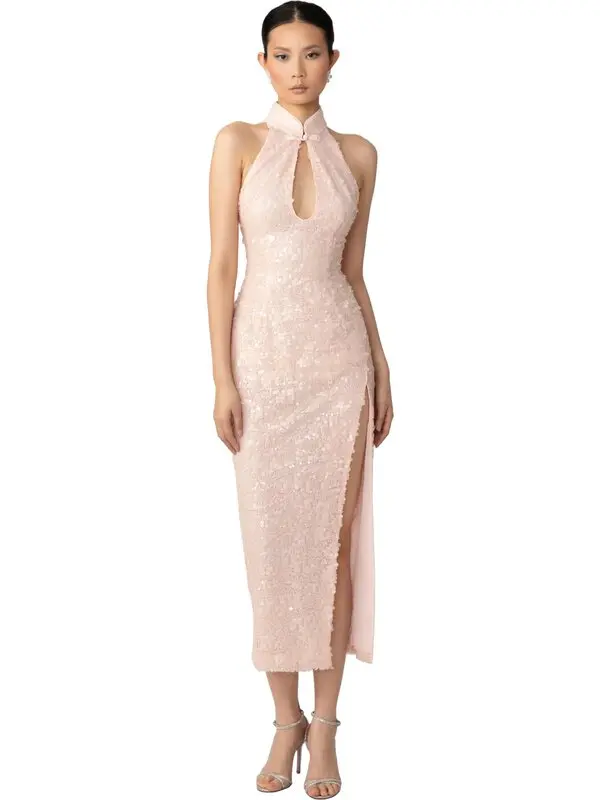 SAU LEE Orion Sequined Midi Dress - Pink