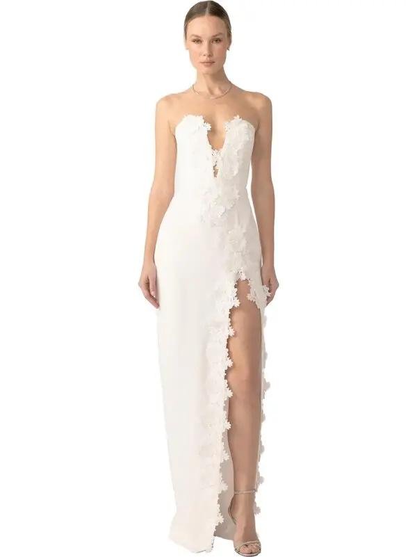 SAU LEE Florence Strapless Gown - White