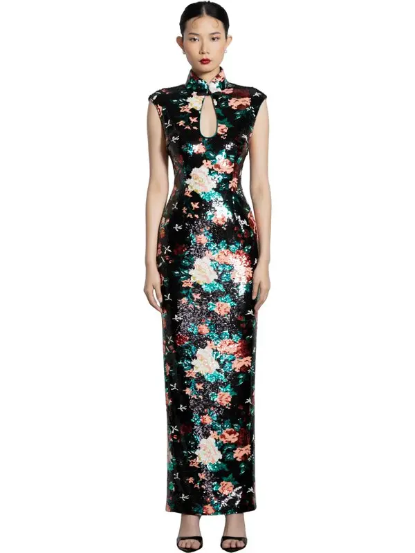 SAU LEE Faye Maxi Dress - Black Multi