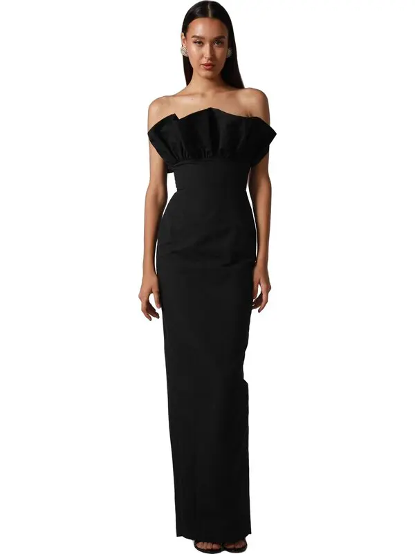 SAU LEE Noah Strapless Cotton Gown - Black
