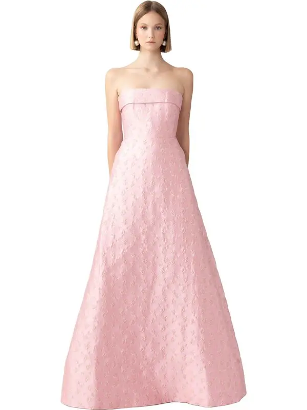 SAU LEE Jordana Jacquard Gown - Dynasty Pink