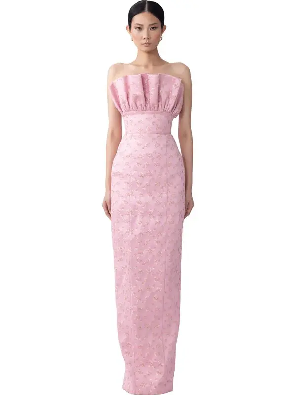 SAU LEE Noah Jacquard Gown - Dynasty Pink