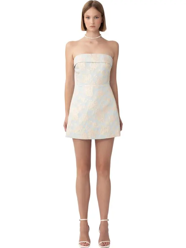SAU LEE Jodie Jacquard Mini Dress - Blue Multi