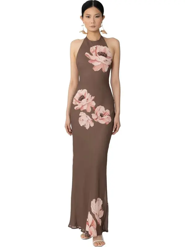 SAU LEE Gwyneth Maxi Dress - Mocha Multi