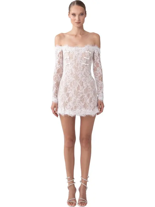 SAU LEE Rachael Lace Mini Dress - White