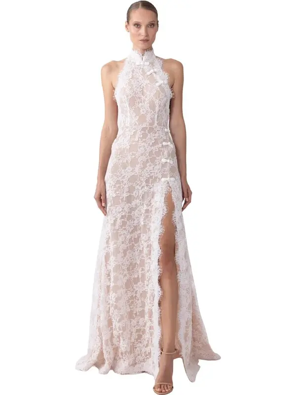 SAU LEE Reese Lace Gown - White
