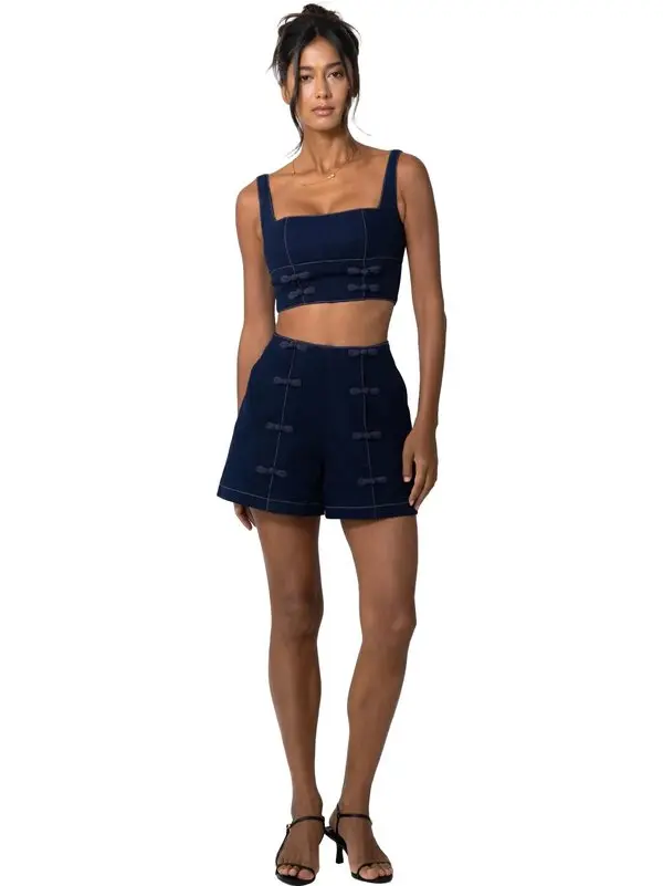 SAU LEE Denver Denim Shorts - Dark Denim
