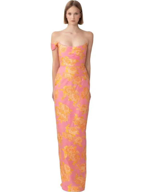 SAU LEE Jackson Jacquard Gown - Pink Multi