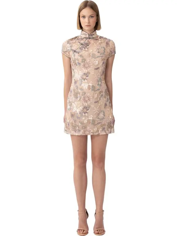 SAU LEE Xiu Xiu Mini Dress - Nude Multi