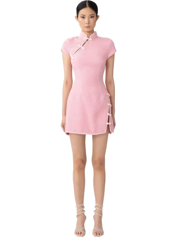 SAU LEE Ada Tweed Mini Dress - Pink