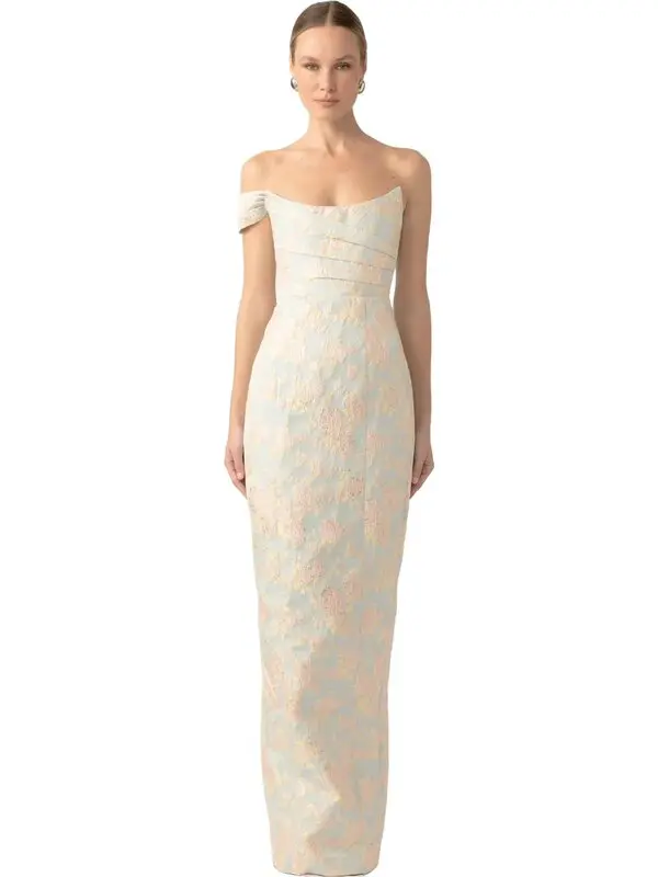 SAU LEE Jackson Jacquard Gown - Blue Multi