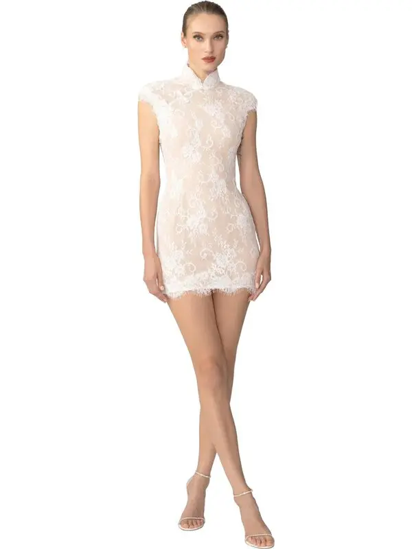 SAU LEE Sia Lace Mini Dress - White