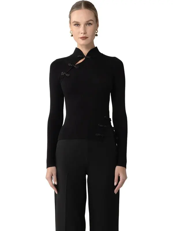 SAU LEE Dakota Knit Top - Black