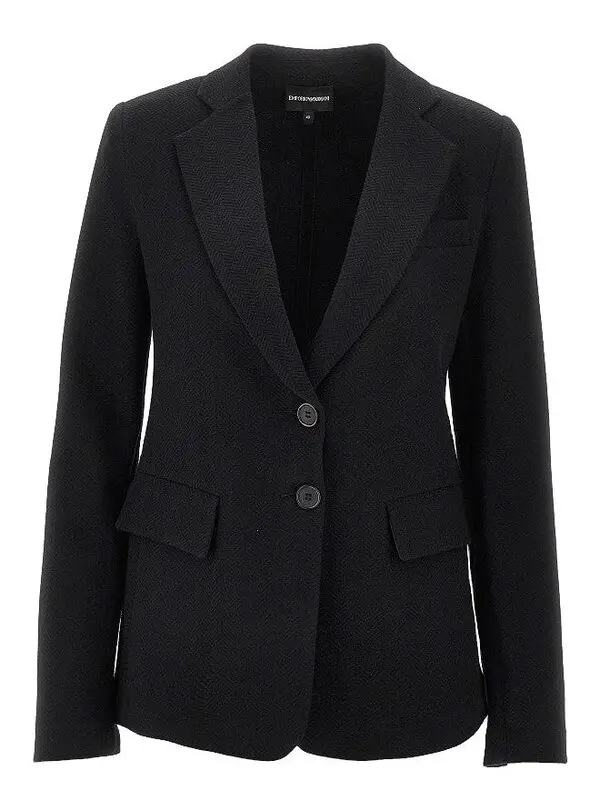 Emporio Armani Chevron Jersey Jacket - Black