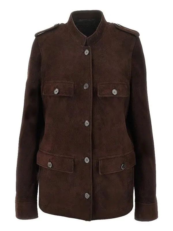 Prada Suede Leather Utility Jacket - Brown