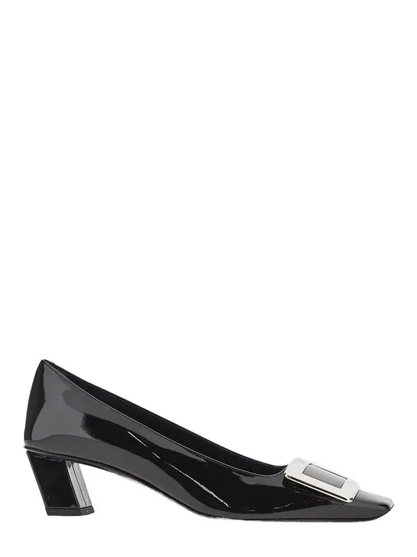 ROGER VIVIER Belle Vivier Patent Leather Pumps With Silver Buckle - Black