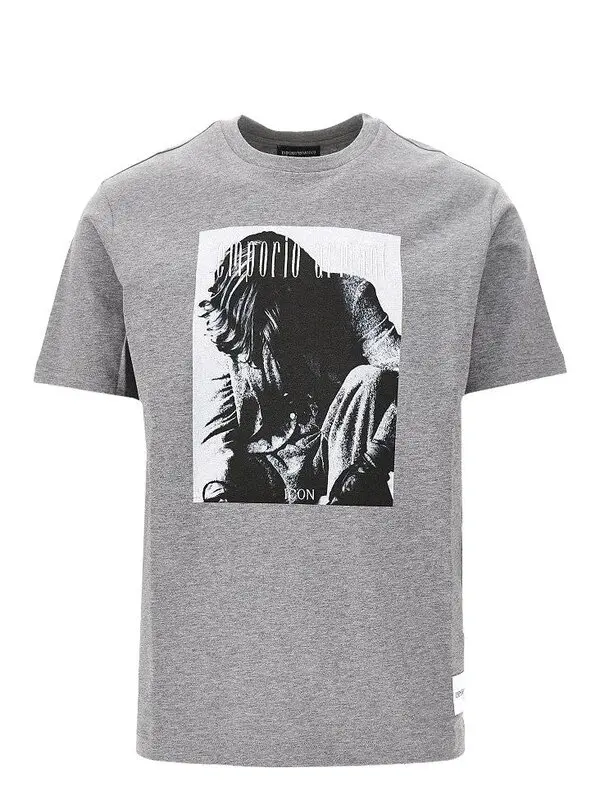 Emporio Armani Icon Photographic Print T-hirt - Grey