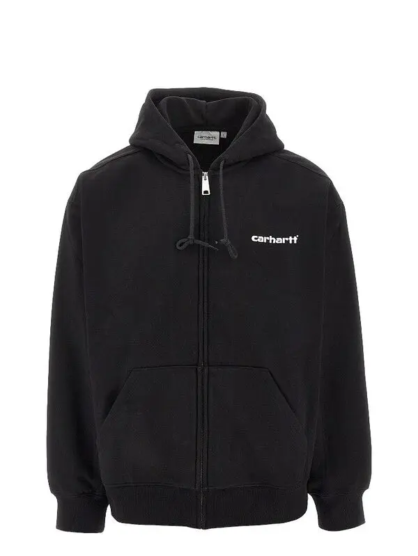 Carhartt Work In Progress Archive Lines Full-zip Hoodie With Graphic Back Detail - Black