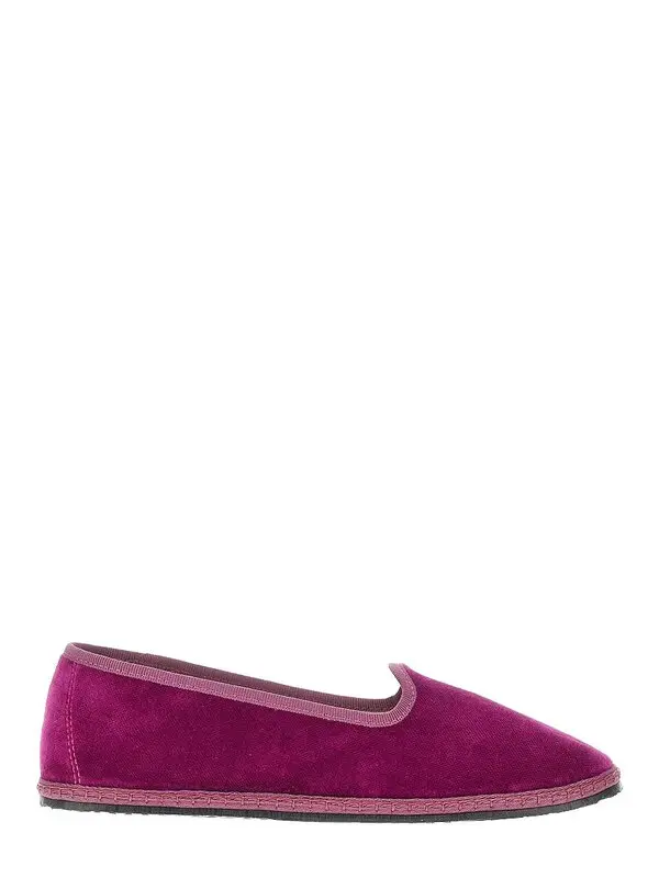 VIBI VENEZIA Velvet Slippers With Grosgrain Piping - Purple