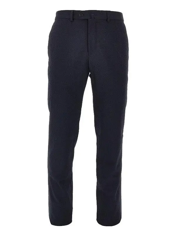Emporio Armani Textured Stretch Wool Tailored Pants - Blue