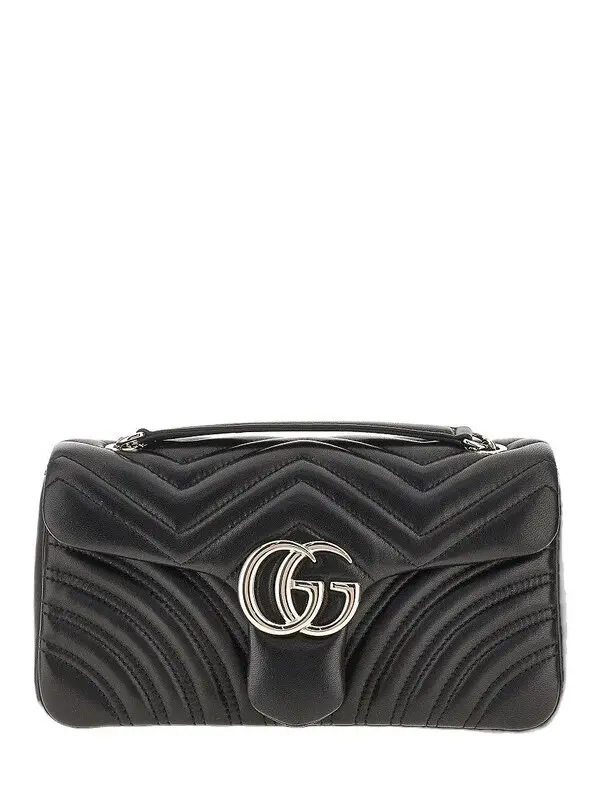Gucci Nappa Leather 'gg Marmont' Shoulder Bag - Black