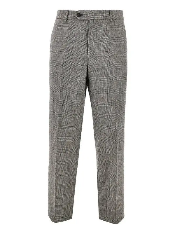 GOLDEN GOOSE Paco Prince Of Wales Wool Crepe Pants - Grey