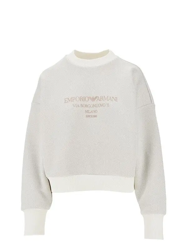 Emporio Armani Lurex Jersey Sweatshirt With Logo - Silver
