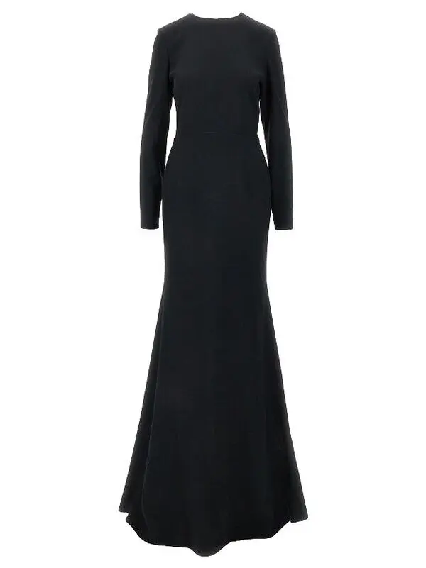 Gucci Crepe Open-back Long Dress - Black