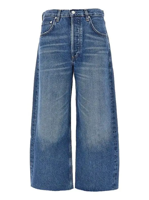 Citizens Of Humanity Ayla Raw Hem Crop Wide Leg Jeans - Blue
