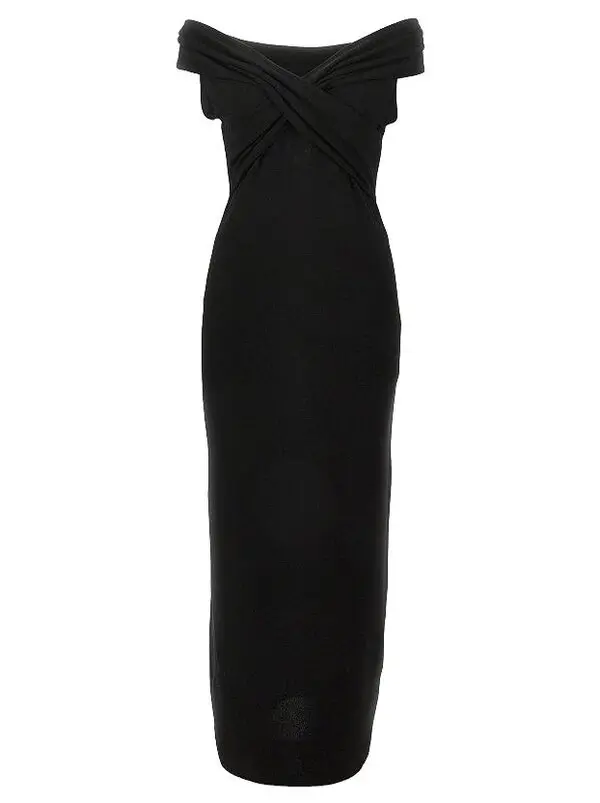 Emporio Armani Stretch Viscose Crepe Midi Dress - Black
