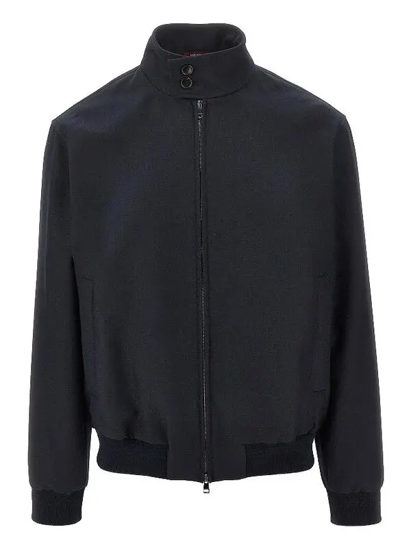 Gucci Wool-blend Gabardine Blouson Jacket With Gg Motif - Blue