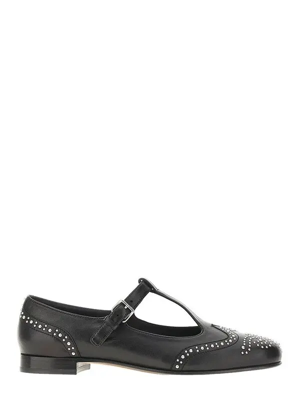 Church's Nappa Leather Mary Jane Flat Shoes With Brogue Detailing - Black