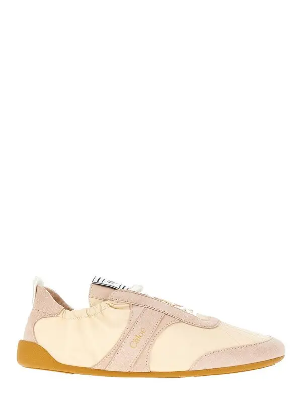 Chloé Lightweight Nylon Ripstop And Suede Sneakers - Beige