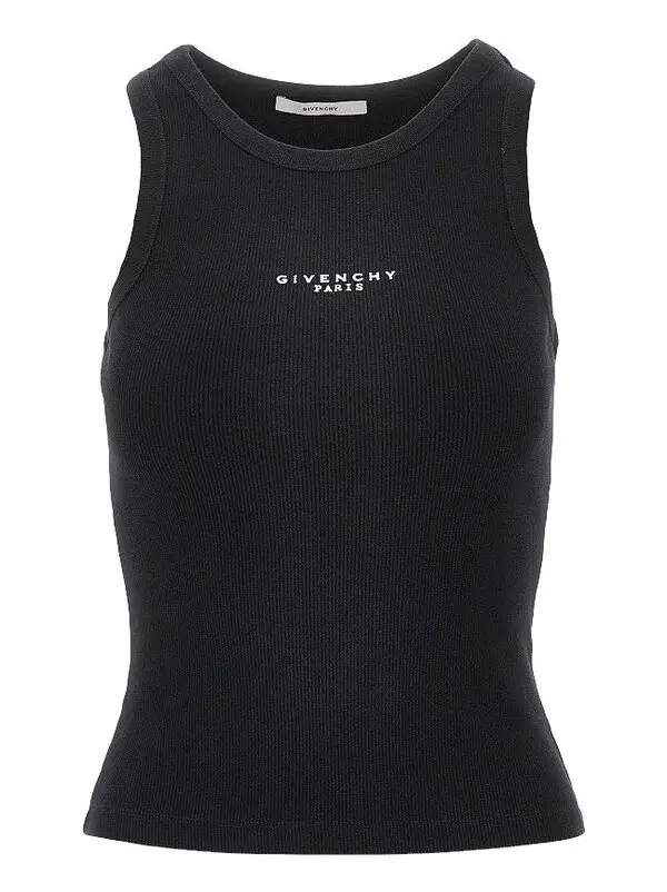 Givenchy Ribbed Cotton Tank Top - Black