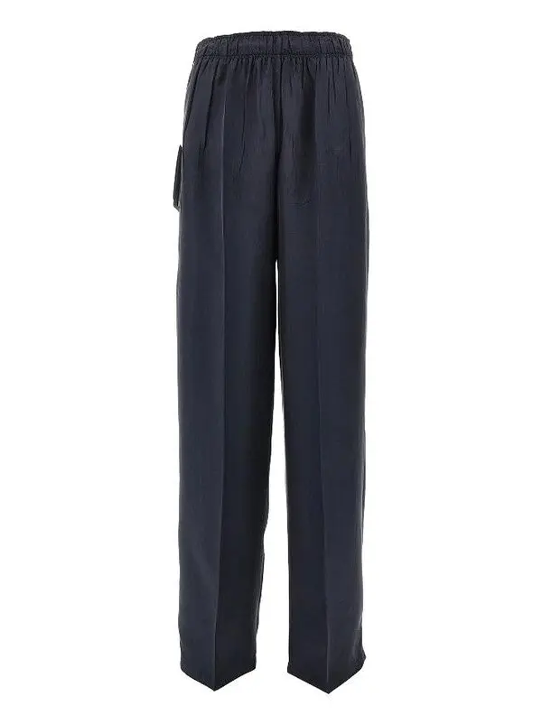 Prada Washed Silk Relaxed Wide Leg Pants - Blue